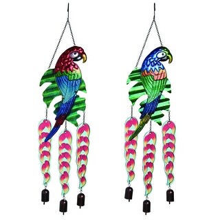 Transpac Metal Glass Tropical Bird Parrot Chime Set of 2 Home ...