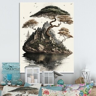 Designart 'Bonsai Tree On A Rock IV' Modern Canvas Wall Art - Bed Bath ...
