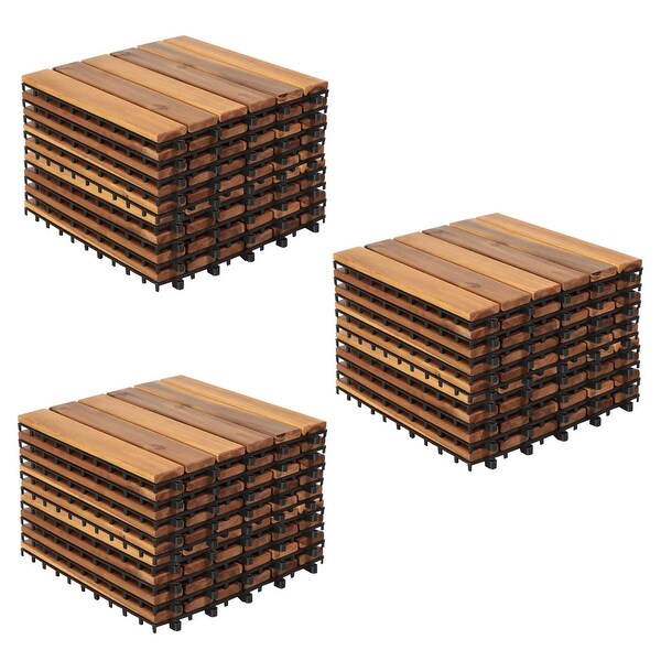Patio Wood 6-slat Deck Tiles (Box of 10) - On Sale - Bed Bath & Beyond ...