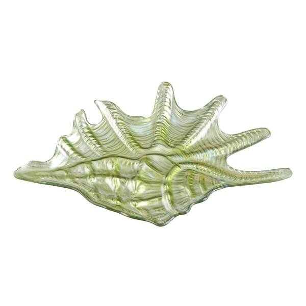 Coastal Shaped Conch Shell Kitchen Dining 17 Inch Serving Tray - Green ...