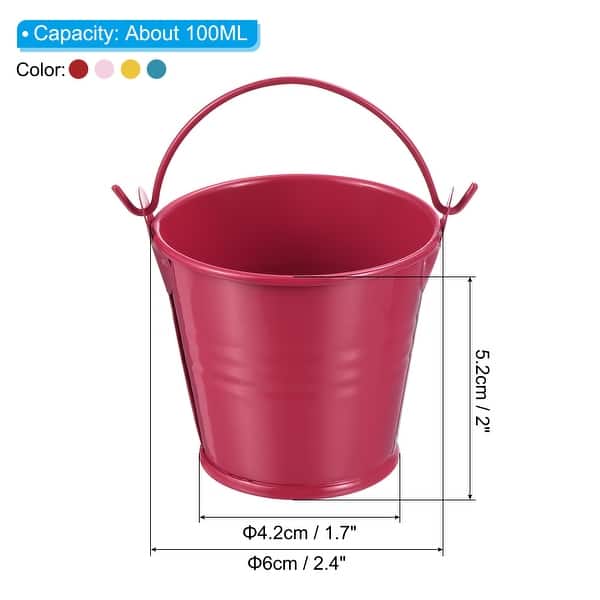 4Pcs 2"x2" Small Metal Bucket Colorful Mini Buckets with Handles ...