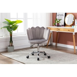 Velvet Swivel Shell Chair Adjustable Height Office Chair with Caster ...