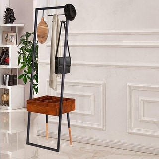 71 Inch Metal Frame Coat Rack Built In Mirror with 1 Drawer - Bed Bath ...