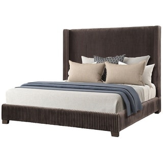 Pleated Queen Upholstered Bed-In-A-Box, Dark Brown - Bed Bath & Beyond ...