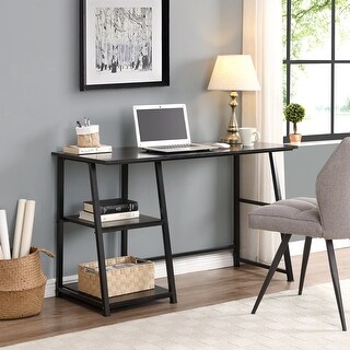 Black Enzo Writing Desk With Shelves, Industrial, Painted - Bed Bath ...