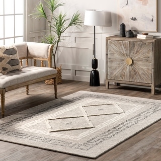 Nuloom Lachlan Geometric Border Wool Area Rug - Bed Bath & Beyond ...