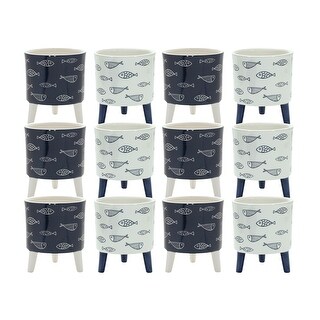 Set of 12 Nautical Fish Footed Pots 6" - Bed Bath & Beyond - 37479773