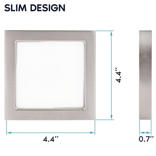 Luxrite 4 Inch Square LED Flush Mount Light, 10W 600LM, 5CCT, Dimmable ...