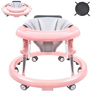 Baby Walker, Foldable 9-Gear Height Adjustable Baby Walker with Wheels ...