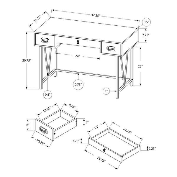 Monarch Brown Reclaimed Wood-Look Computer Desk with Black Metal Legs ...