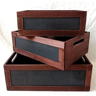Set Of 3 Wood With Chalkboard Panel Crates - Bed Bath & Beyond - 41367429