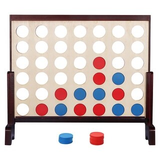 Joyfy 2.4 FT Tall Giant Wooden 4 Connect in a Row Game with Carrying ...