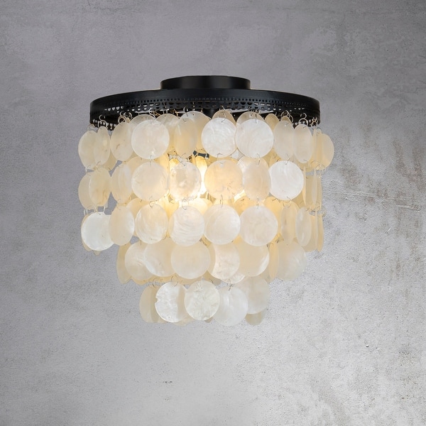 CraftHome 3 Light Coastal Capiz Shell Flush Mount Ceiling Light in ...