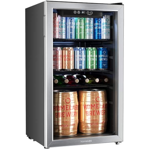 Beverage Refrigerator & Cooler, 120 Can Mini Fridge with Glass Door for ...