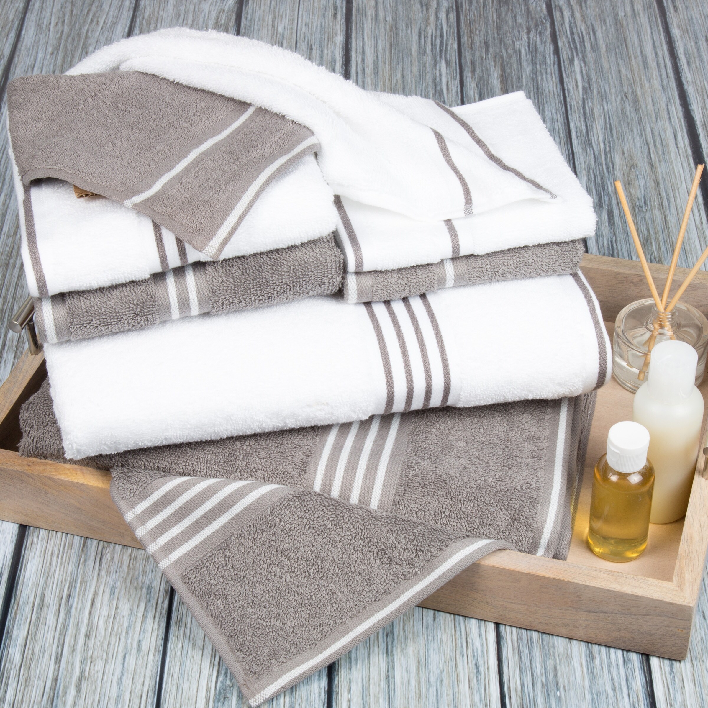 White Striped Bath Towels - Bed Bath & Beyond