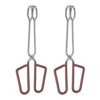 2pcs Stainless Steel Scissor Tongs 10" Barbecue Grilling Tongs with Red ...