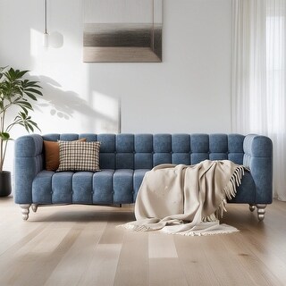 89" Stylish Ergonomics Design Upholstered Sofa With Solid Wood Legs ...