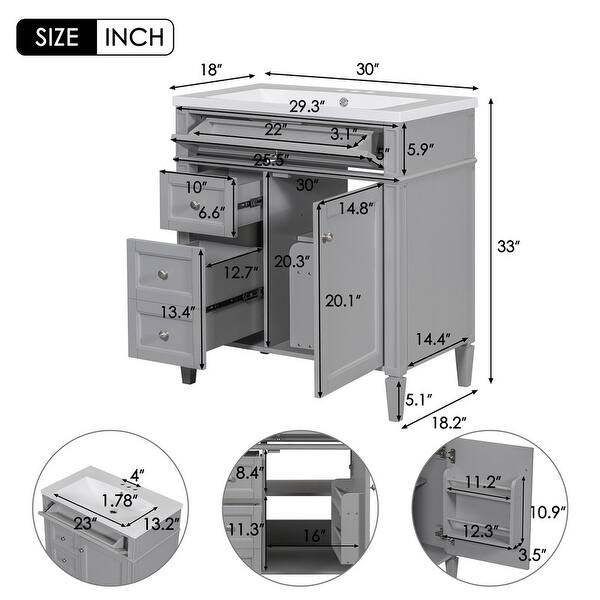 30'' Bathroom Vanity Set with Sink and Mirror Cabinet, Bathroom Storage ...