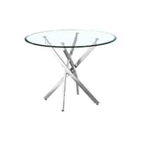 Artisan Circle Tempered Glass Top Dining Table with Chrome Legs, For ...