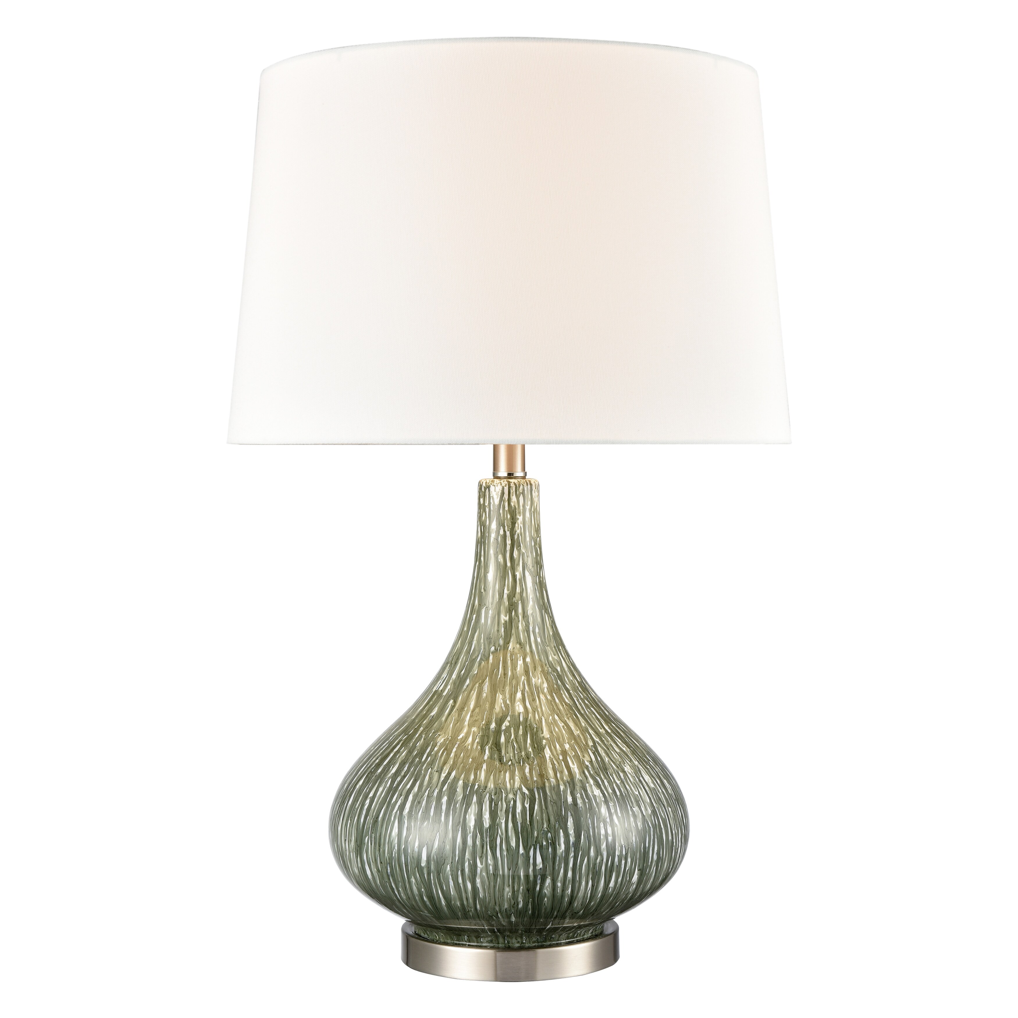 Coastal Aqua Blue Ceramic Stoneware Table Lamp with Natural Ivory Linen ...