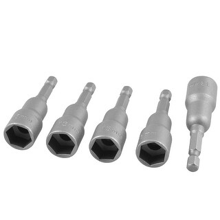 Silver Tone 66mm Long 1/4" Shank 13mm Hex Socket Spanner Nut Driver ...