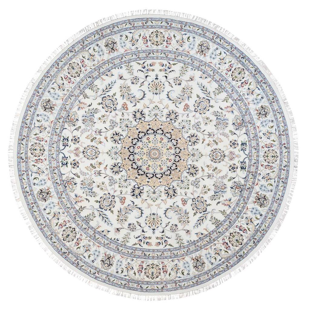 Shahbanu Rugs Ivory, Nain with Center Medallion Design, 250 KPSI Wool ...