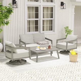 EGEIROS LIFE NovaRest 4-Piece Aluminum Patio Conversation Set with ...