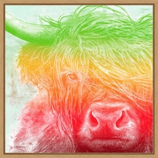 Norwegian Bison rainbow by Marie Elaine Cusson Framed Canvas Wall Art ...