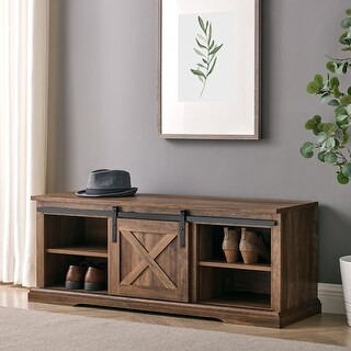 X-detailed Barn Door Storage Bench, Brown - Bed Bath & Beyond - 36093173
