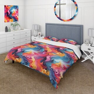 Designart "Multicolor Popart Playful Matrix I" Modern Bedding Cover Set ...