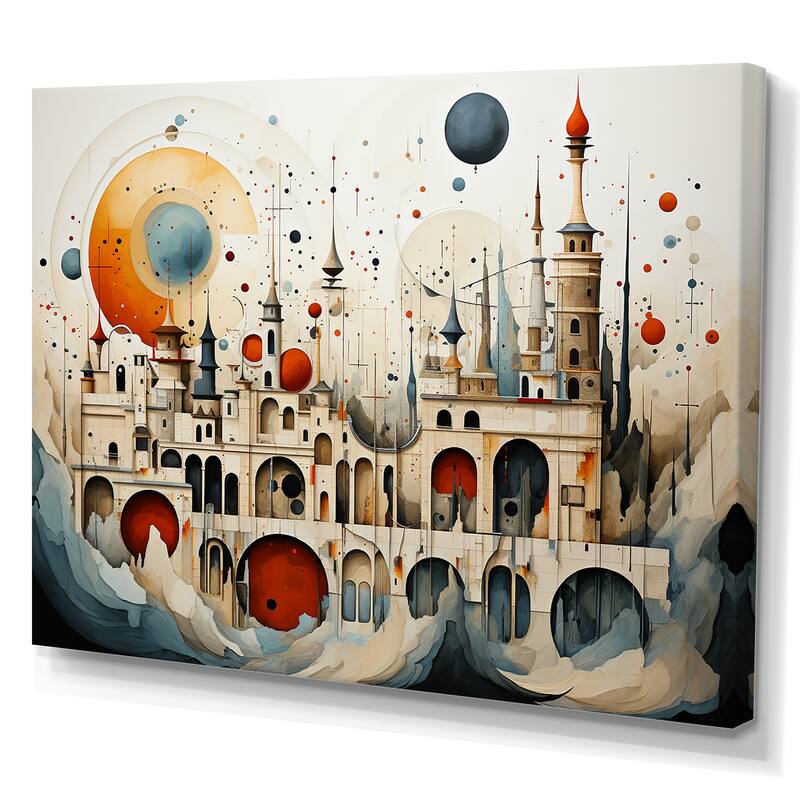 Designart "Surrealism World Cultures Temple" Surrealism Wall Art ...