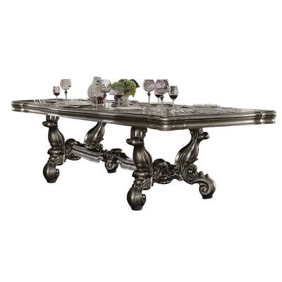 Wooden Extendable Dining Table With Oversized Scrolled Feet, Silver ...