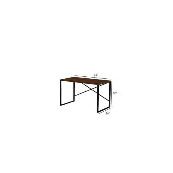 35 Inch Rectangular Computer Desk Modern Writing Desk with Metal Frame ...