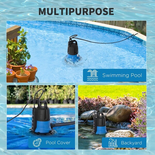 Outsunny 1 4 HP Pool Cover Pump Submersible Sump Pump Swimming Water Removal Pump with Hose Adapter and 33 Power Cord 1050 GPH Bed Bath Beyond 35541642
