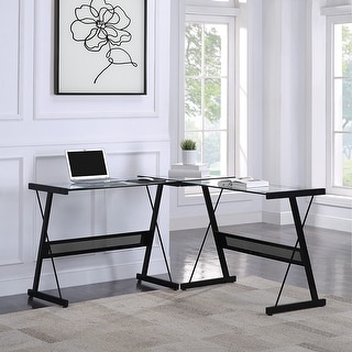 Prime L-Shape Glass & Metal Desk - Bed Bath & Beyond - 35446527