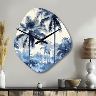 Vintage Blue Palm Trees Shadows II - Palms & Palm Trees Large Wall ...