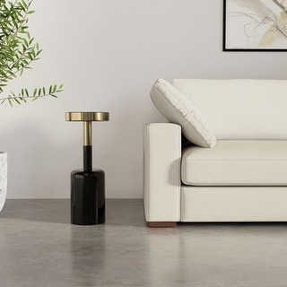 Simpli Home Frannie Modern 10" Wide Metal Side Table in Gold / Black ...