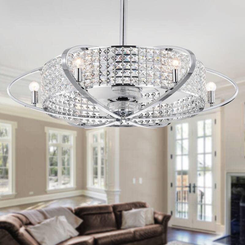 Sonome Chrome & Crystal 33-Inch Lighted Ceiling Fan (Includes Remote ...