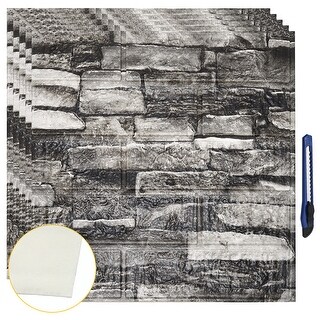 3D Wall Panel Peel for Bedroom Faux Stone Self-Adhesive Wallpaper ...