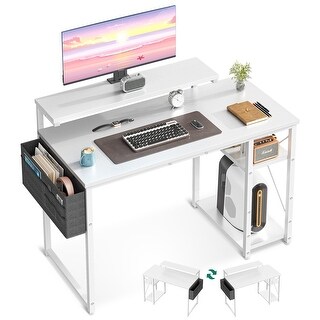 40 Inch Computer Desk with Adjustable Monitor Stand, Work Writing Desk ...
