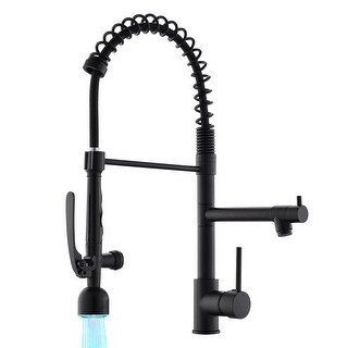 Black Kitchen Faucet with Pull Down Sprayer,Commercial LED Kitchen ...
