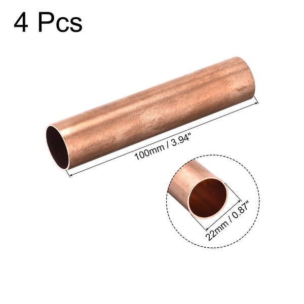 Copper Round Tube 22mm OD 1mm Wall Thickness 100mm Length Pipe Tubing 4 ...