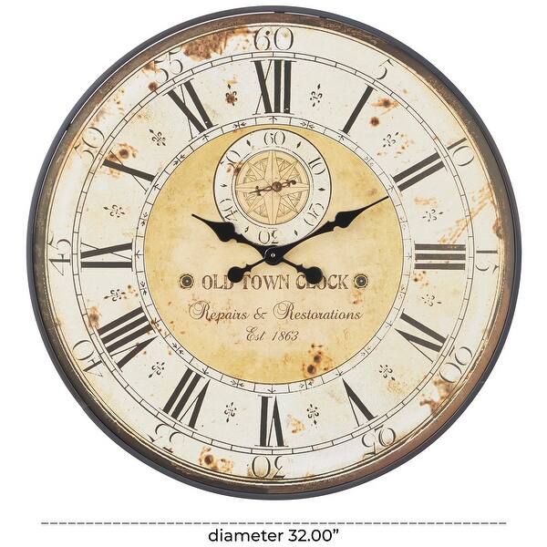 Brown Wooden Distressed Vintage Style Wall Clock with Black Typography ...