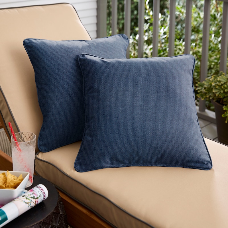 Sunbrella Spectrum Indigo Corded Indoor/ Outdoor Pillow Set (Set of 2 ...