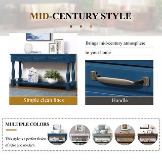 Multi-Functional 63in Long Console Table with Drawers, Navy Blue ...