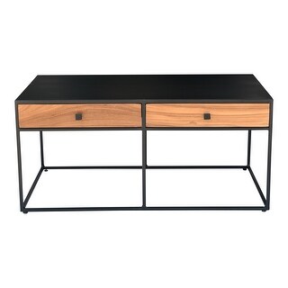 Aurelle Home Mayora Modern Teak and Iron Coffee Table with Drawers ...