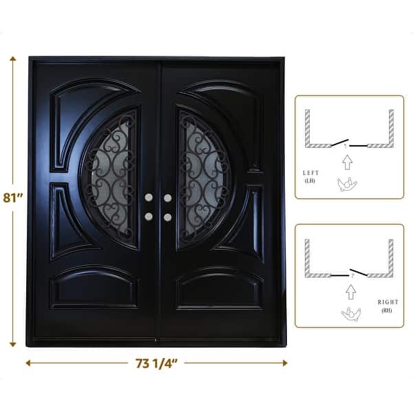 KaMic 72" x 80" Resilient PU Composite Exterior Front Door Left-Inswing ...