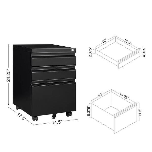 3-Drawer Steel Locking Rolling File Cabinet - Bed Bath & Beyond - 36917752