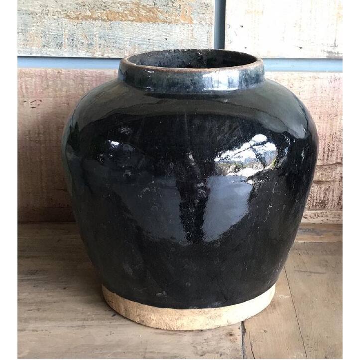 Artissance Large Vintage Glazed Obsidian Vase w/Unfinished Base, 12 ...