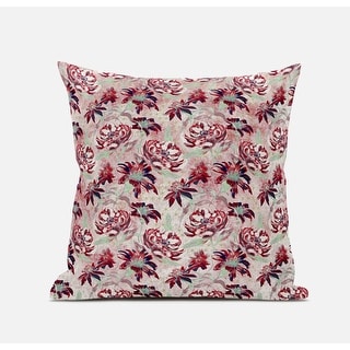 18" Red White Roses Suede Throw Pillow - Bed Bath & Beyond - 39556463